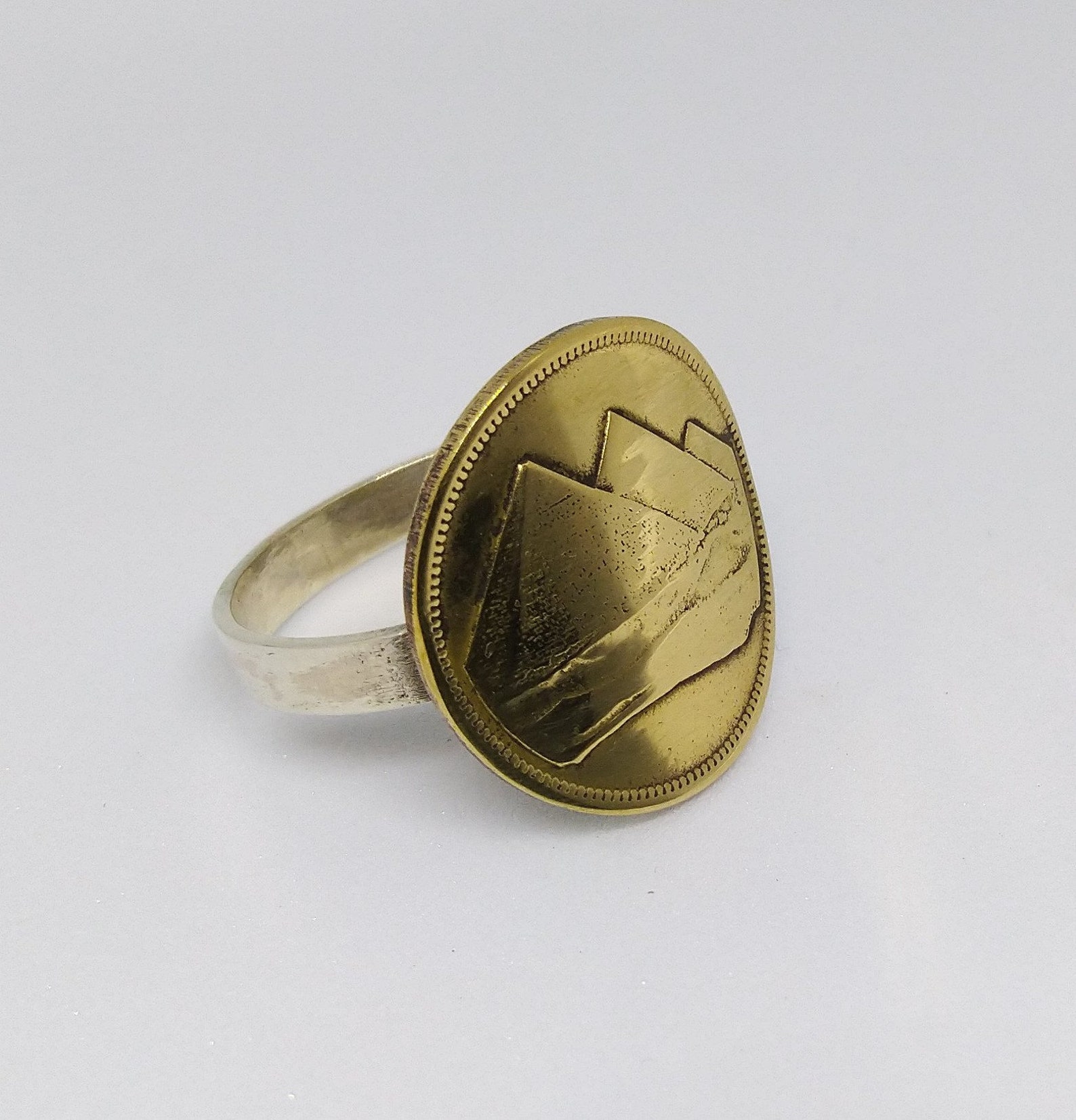 Handmade Vintage Coin Ring, Egyptian Pyramids Coin Sterling Silver Band ...