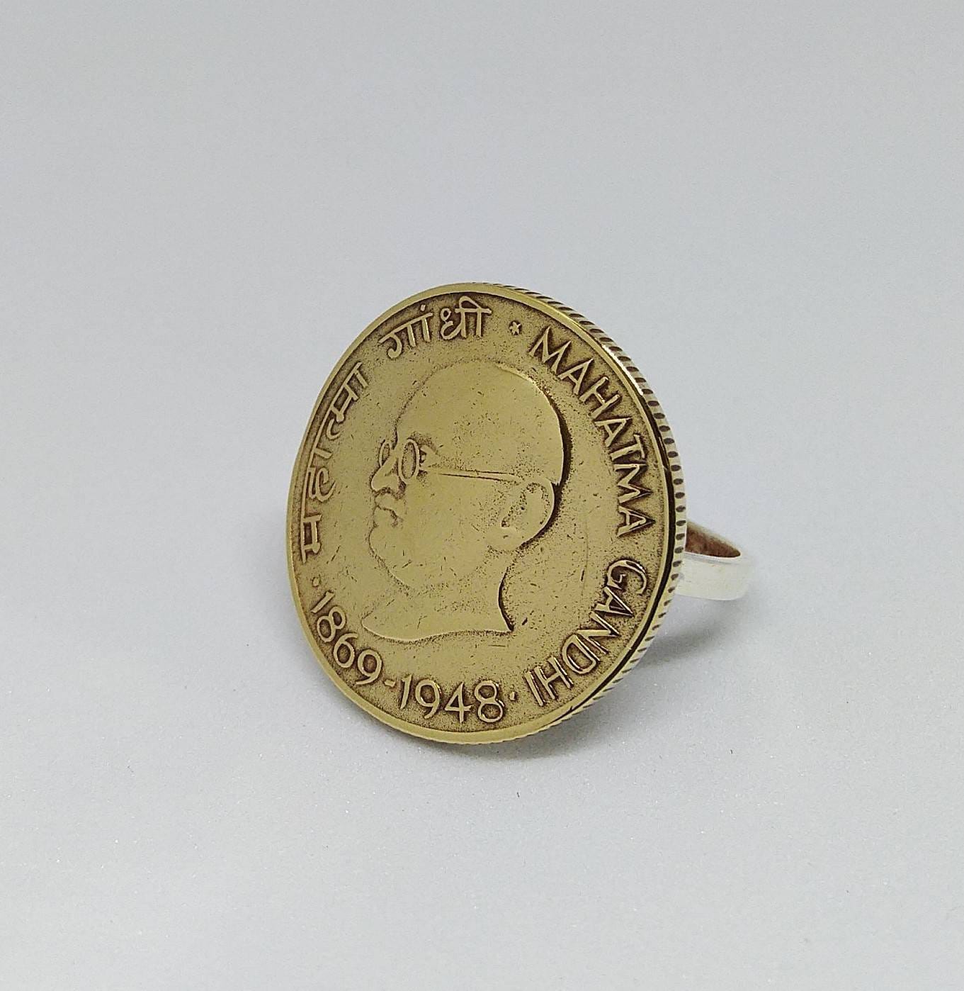 Handmade Vintage Coin Ring Indian Mahatma Gandhi Coin | Etsy