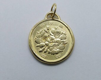 Handmade Vintage Coin Pendant Japanese Cherry Blossom Coin | Etsy