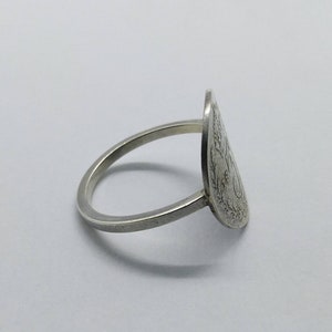 Handmade Antique Coin Ring, United Kingdom 3 Pence Silver Coin Sterling ...