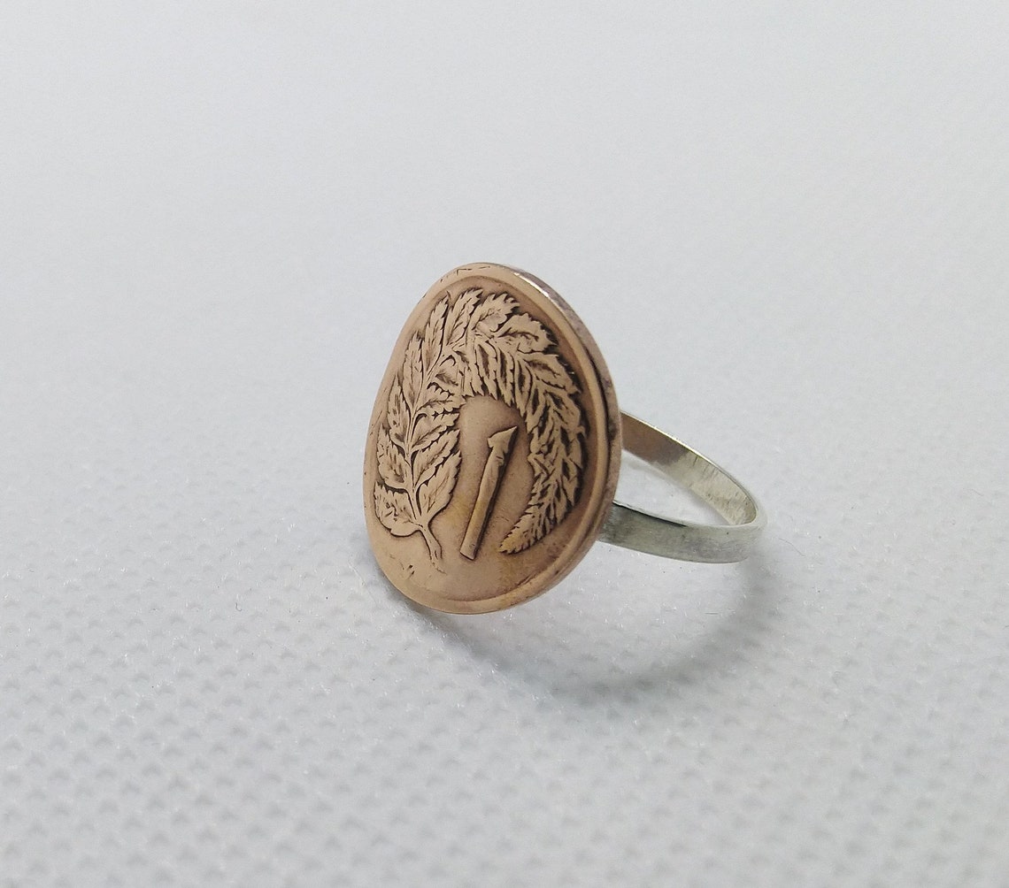 Handmade Vintage Coin Ring New Zealand Fern Leaf Coin - Etsy
