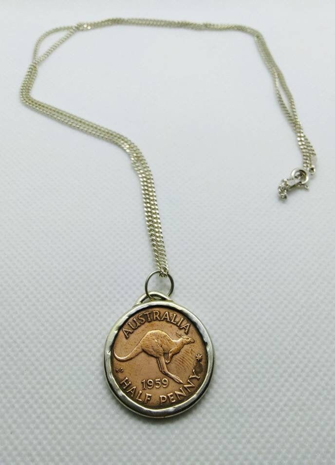 Handmade Vintage Coin Pendant Australian Kangaroo Coin | Etsy