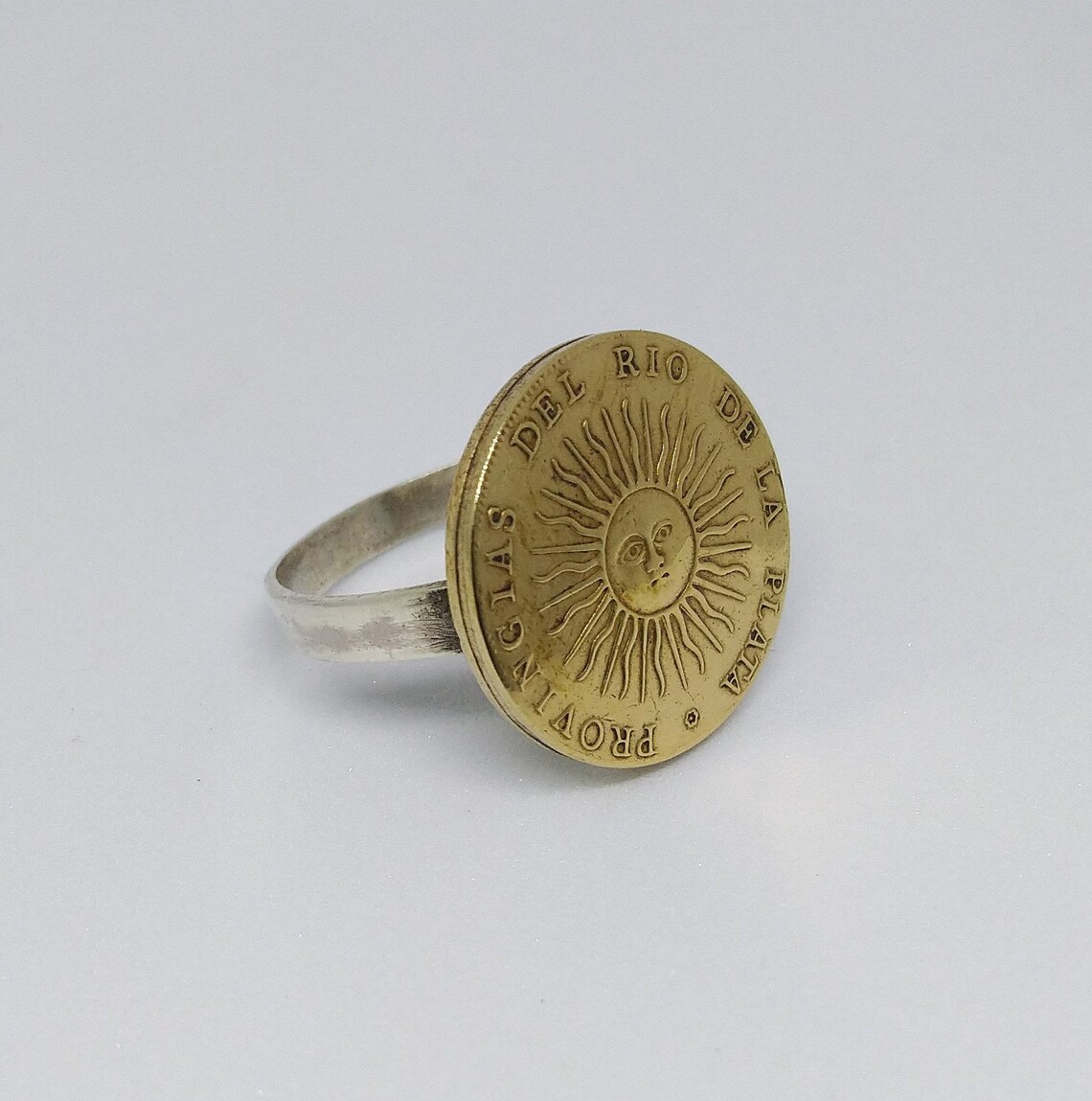 Handmade Vintage Coin Ring Argentinian Sun Coin Sterling - Etsy