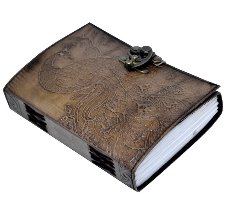 Handmade Peacock Embossed Leather Journal: Antique Writing Notebook ...