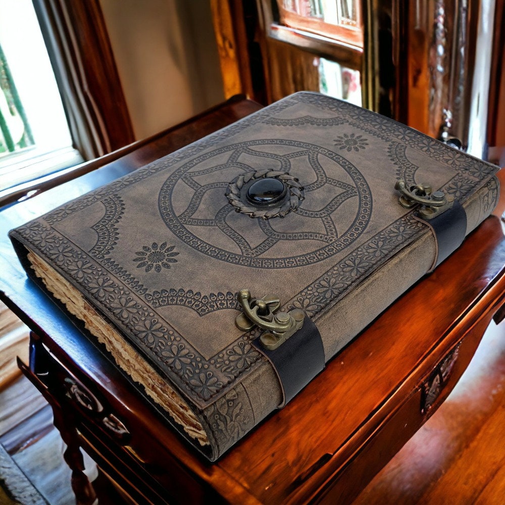 Stone Chakra Charcoal Deckle Paper Leather Journal Scrapbook Diary 5 X ...