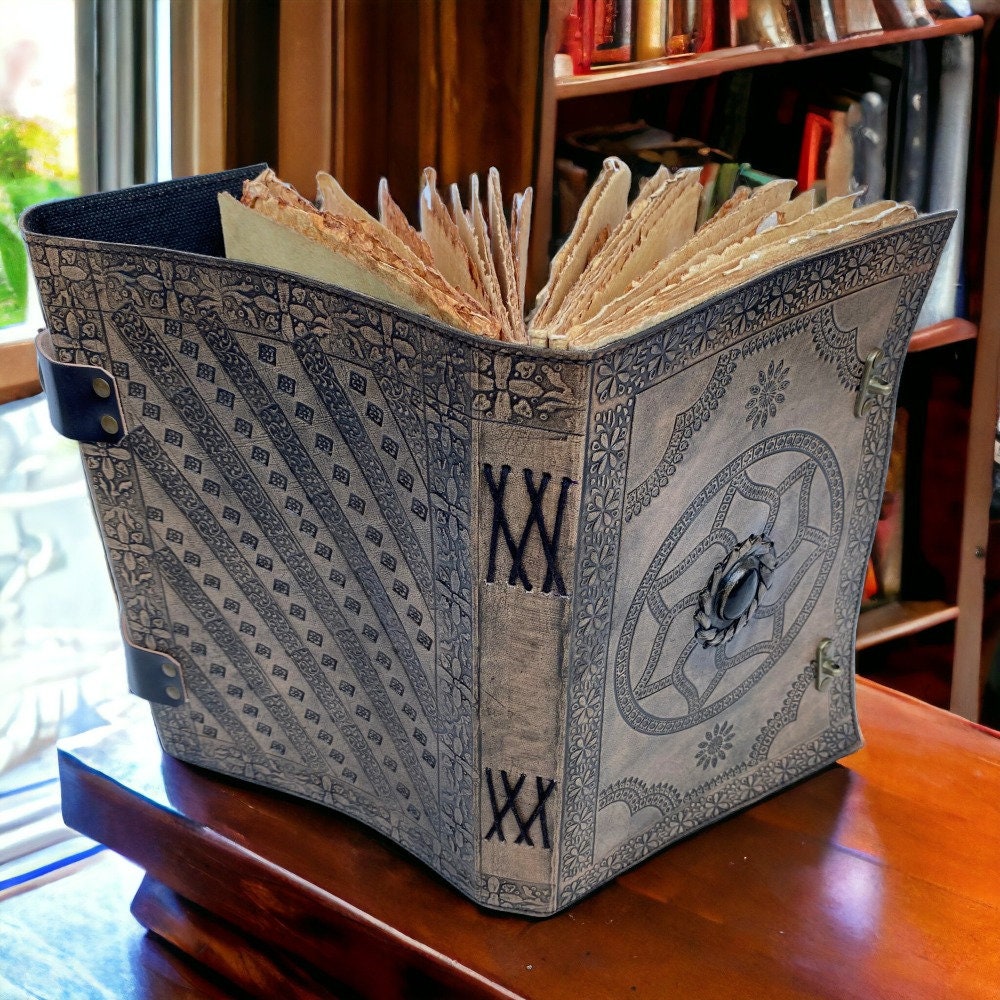 Stone Chakra Charcoal Deckle Paper Leather Journal Scrapbook Diary 5 X ...