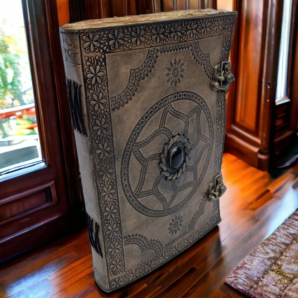 Stone Chakra Charcoal Deckle Paper Leather Journal Scrapbook Diary 5 X ...