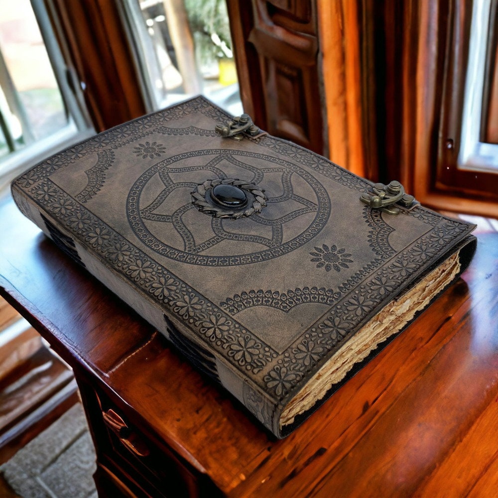 Stone Chakra Charcoal Deckle Paper Leather Journal Scrapbook Diary 5 X ...