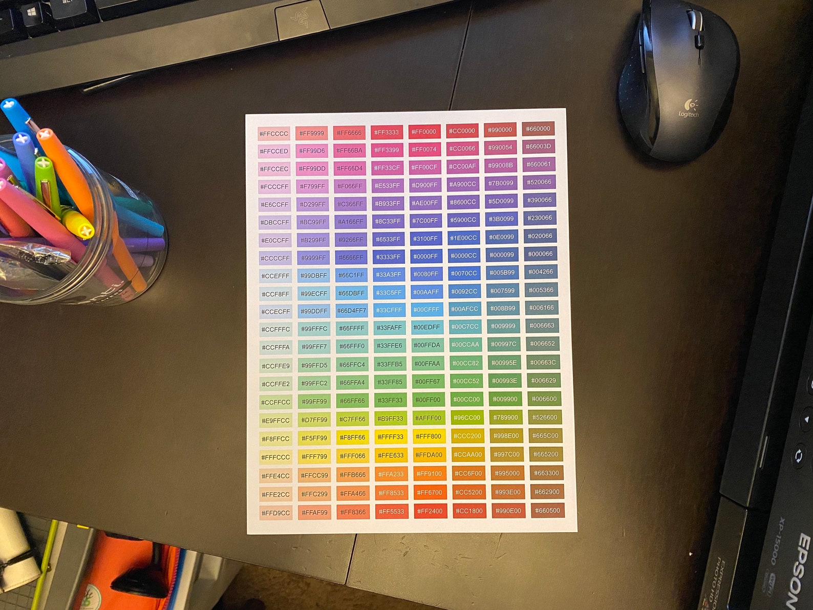 Color Correction HEX Code Color Chart Printable Designer Quick | Etsy ...