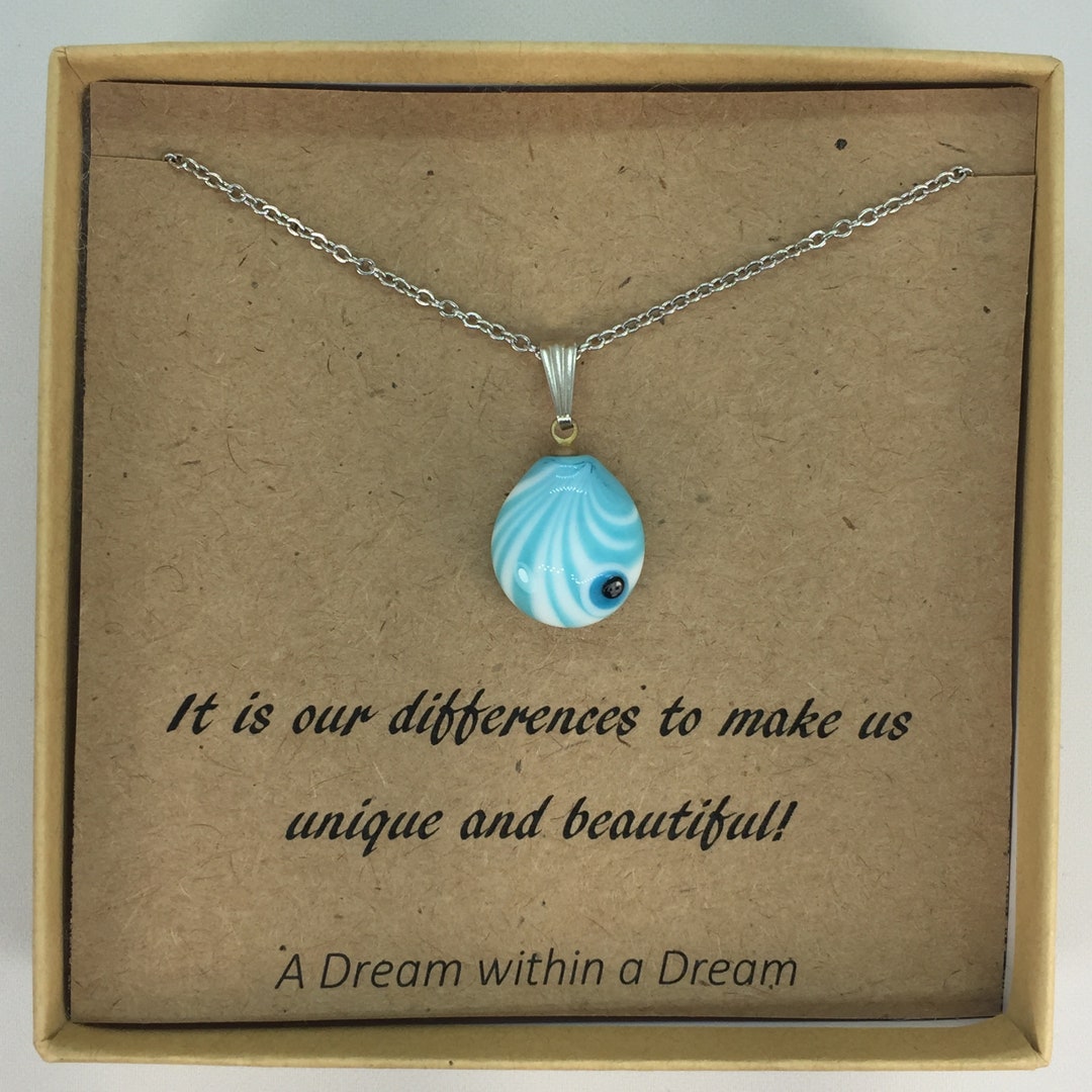 Evil Eye Necklace, Tear Drop Evil Eye, Striped Evil Eye Necklace, Glass ...