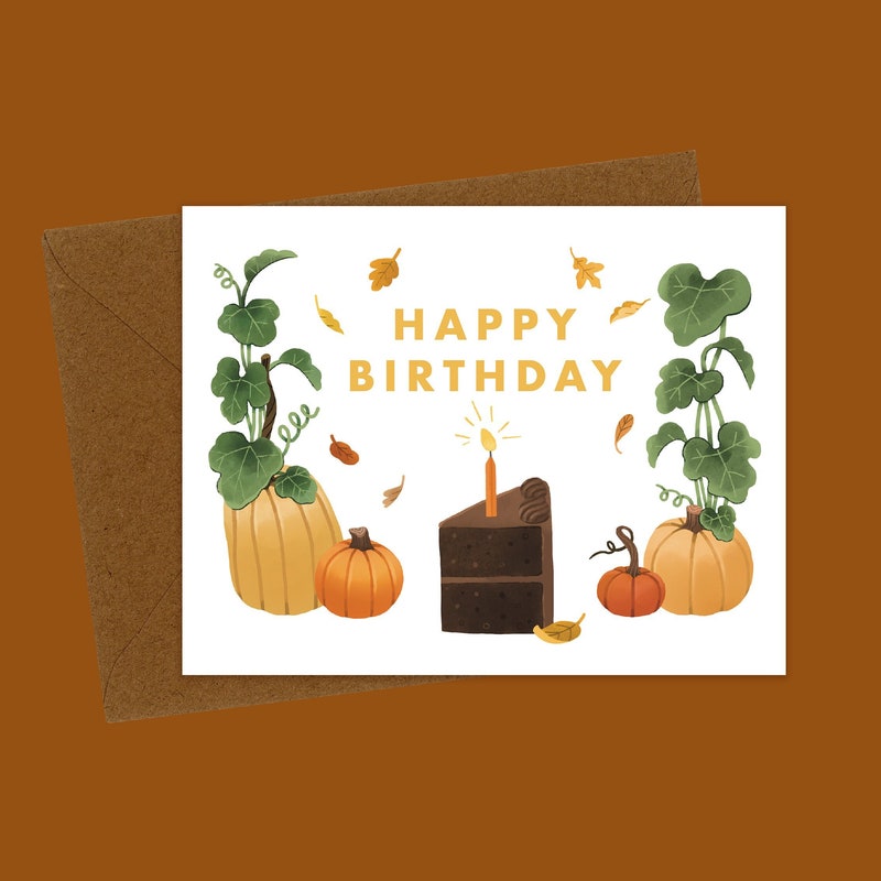 Autumn Birthday Card - Etsy