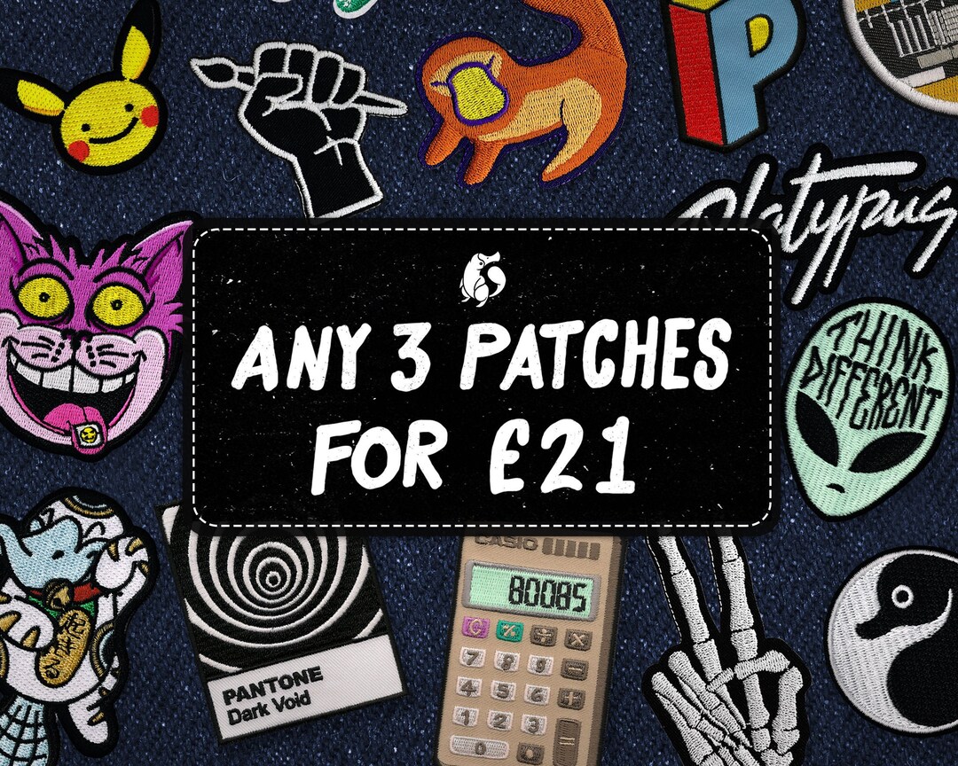 Any 3 Embroidered Patches - Pick and Mix - Discount Designer Iron on ...