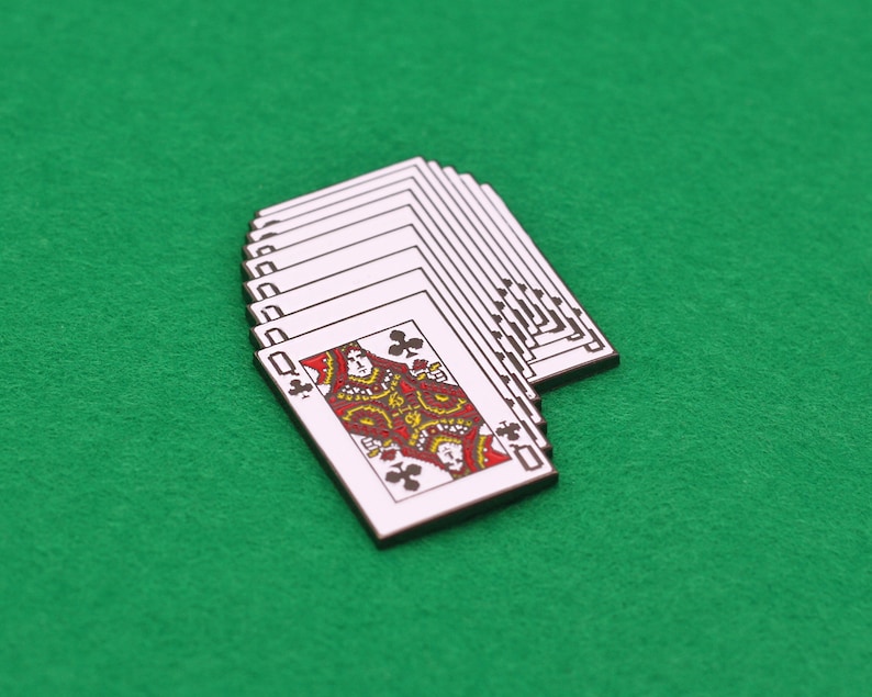 Solitaire Cards Enamel Pin Badge Queen of Clubs XL Windows | Etsy UK