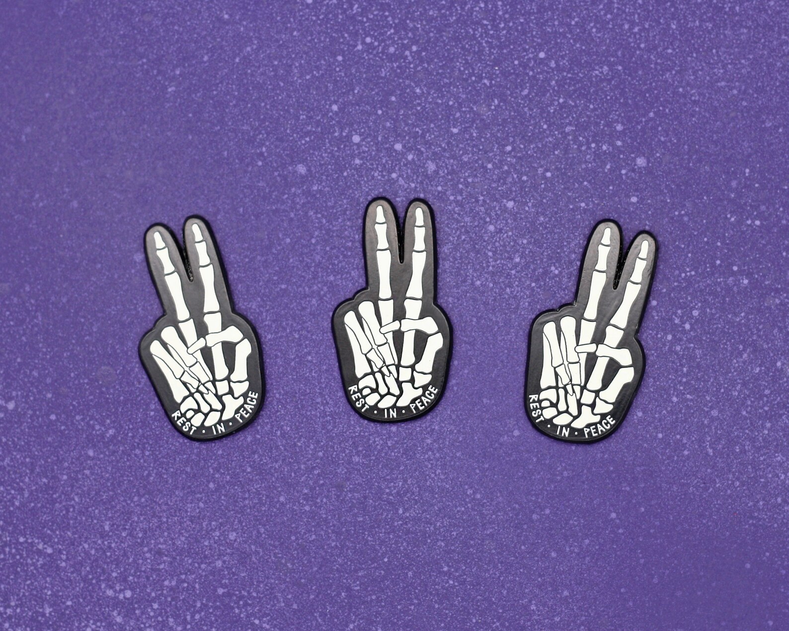 Rest in Peace Sign Skeleton Enamel Pin Badge Glow in the | Etsy