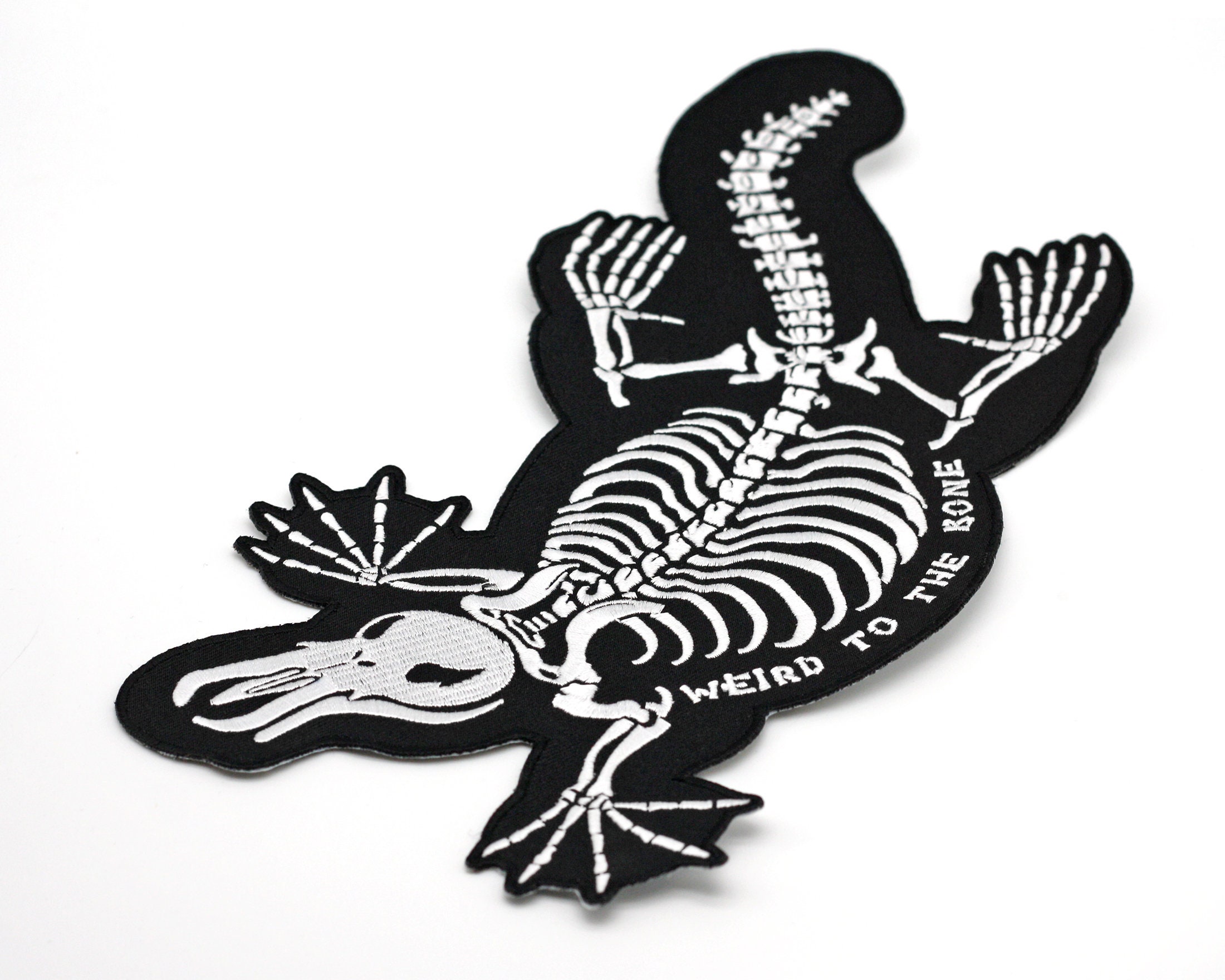 Extra Large Skeleton Platypus Embroidered Patch Weird to the Bone - Sew ...