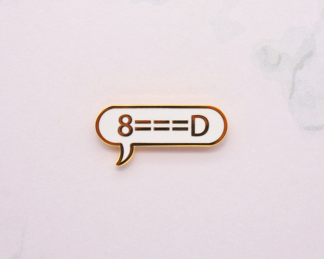 Penis Text Art Hard Enamel Pin Badge - Rude Funny Cock Dick Balls Gold ...