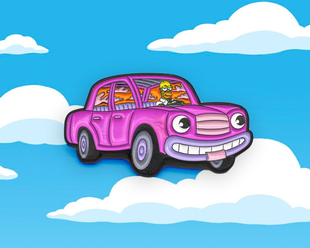 Homer Simpson Driving Car Enamel Pin Badge - Lapel Pins for Bags ...