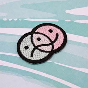 Mini Neon Happy Sad Face Iron-on Patch - Trippy 90s Acid Y2K Cute Rave ...