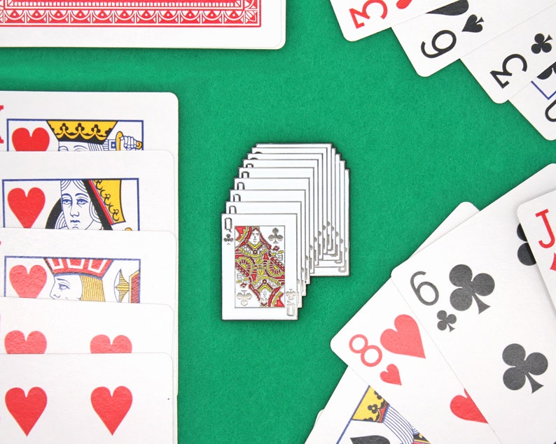 Solitaire Cards Enamel Pin Badge Queen of Clubs XL Windows | Etsy UK