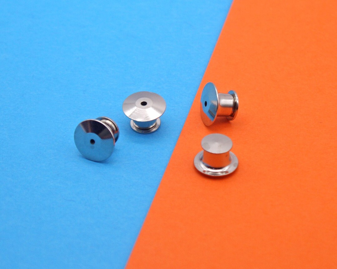 Silver Locking Pin Backs - Secure Pin Locks Set 3 5 10 Pcs - No Tools ...