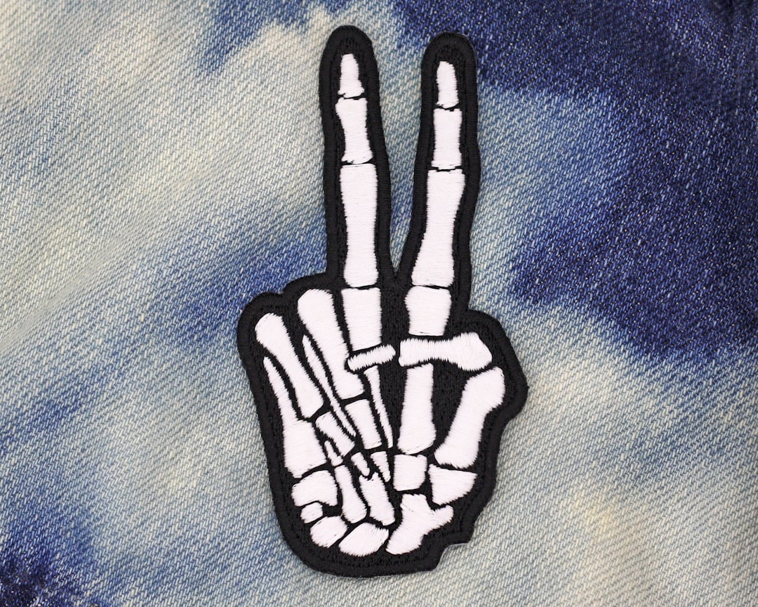 Peace Sign Glow in the Dark Skeleton Iron on Patch - Alternative ...