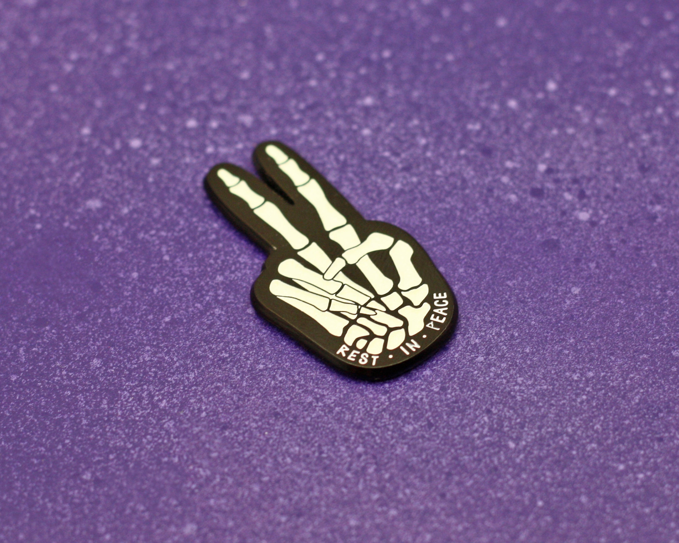 Rest in Peace Sign Skeleton Enamel Pin Badge Glow in the - Etsy UK