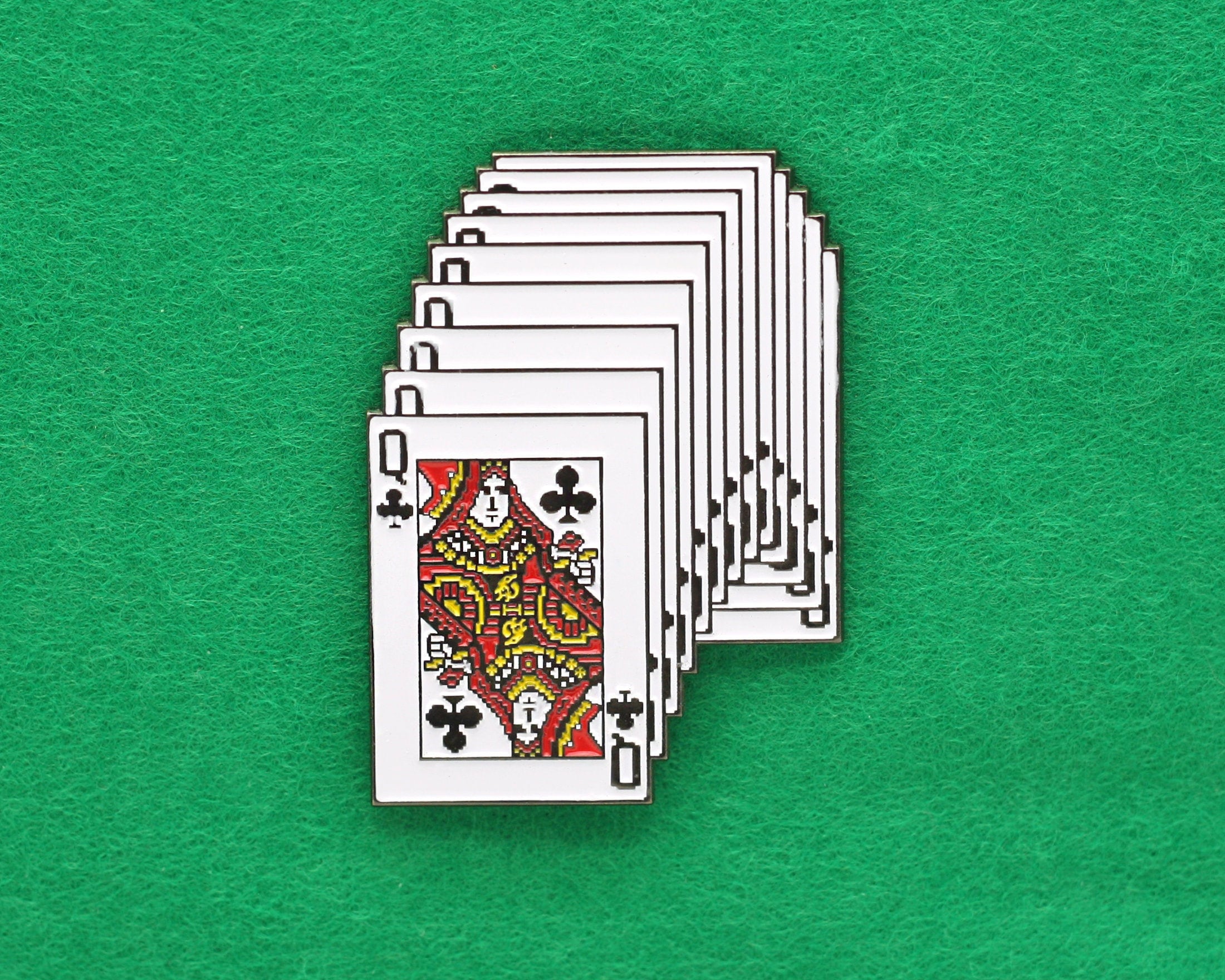 Solitaire Cards Enamel Pin Badge Queen of Clubs XL Windows | Etsy UK