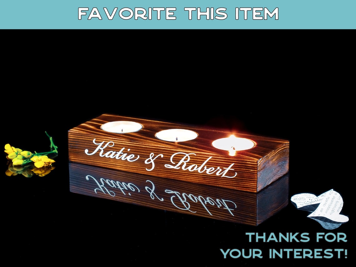 Personalized Rustic Wooden Tea Light Holder Triple Custom - Etsy