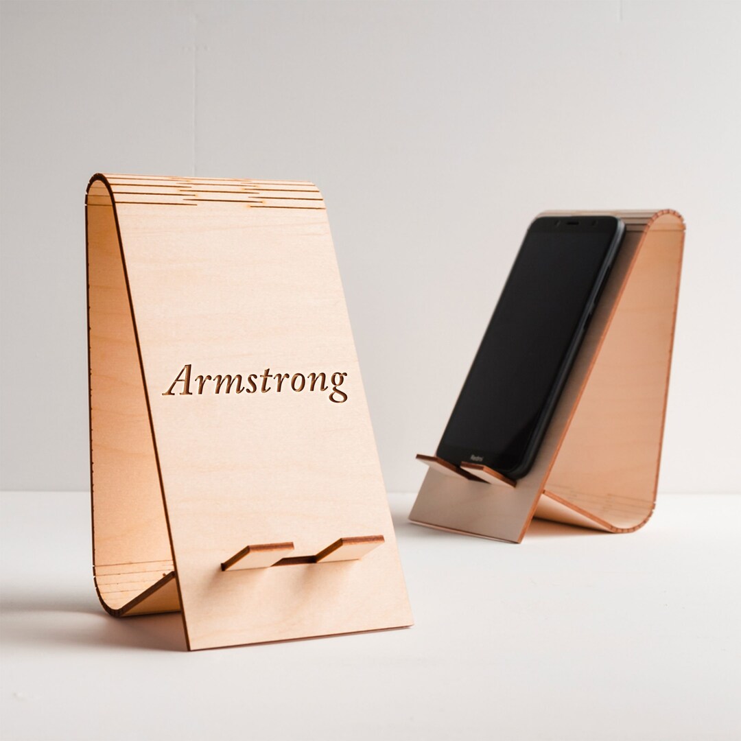 Phone Stand for Desk Laser Cut on Wood Personalized Mobile Phone Holder ...