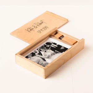 Handmade Wooden 4x6 Photo Box USB 32GB 64GB 128GB, Wedding Memory Box ...