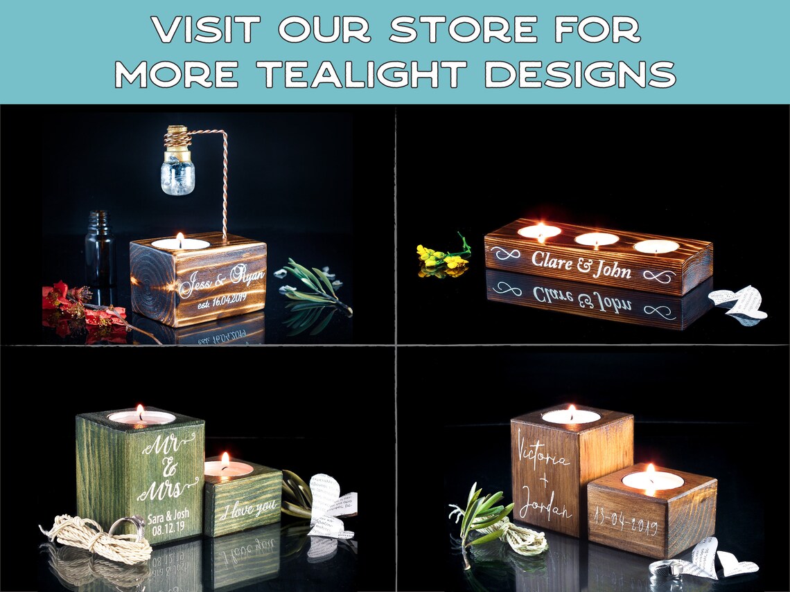 Personalized Wooden Tea Light Holder Triple Custom Couple - Etsy