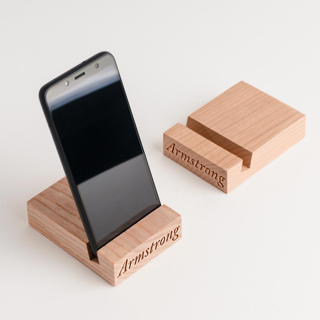 Personalized Wooden Phone Stand - Desk Accessory - Engraved Phone ...