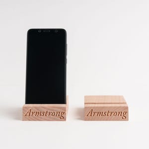 Personalized Wooden Phone Stand - Desk Accessory - Engraved Phone ...