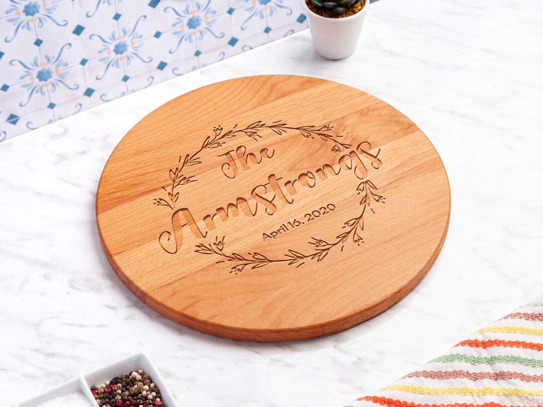Personalized Round Cutting Board, Custom Handmade Wooden Circle ...