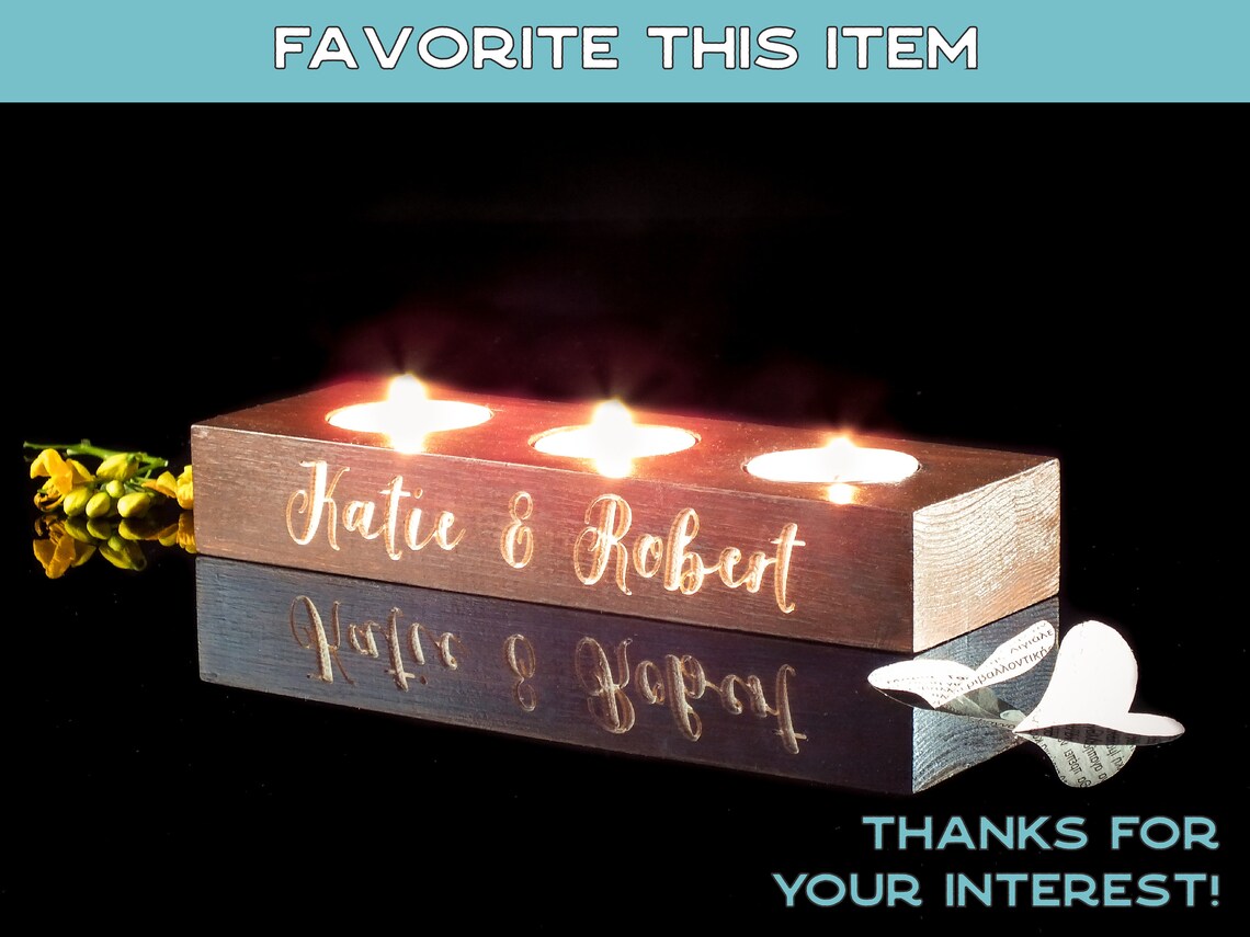 Personalized Wooden Tea Light Holder Triple Custom Couple - Etsy