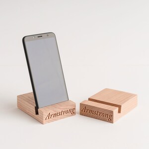 Personalized Wooden Phone Stand - Desk Accessory - Engraved Phone ...