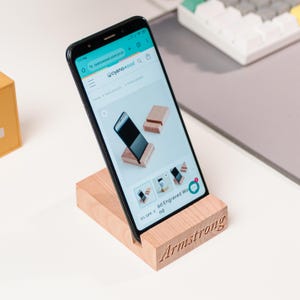 Personalized Wooden Phone Stand - Desk Accessory - Engraved Phone ...