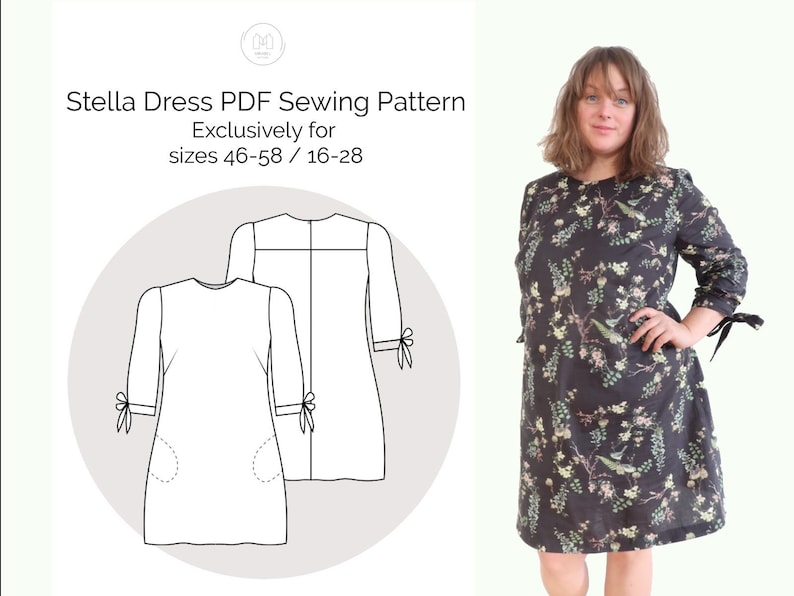 Stella Dress PDF Sewing Pattern Incl. Layers and No-trim (plus Size 46 ...