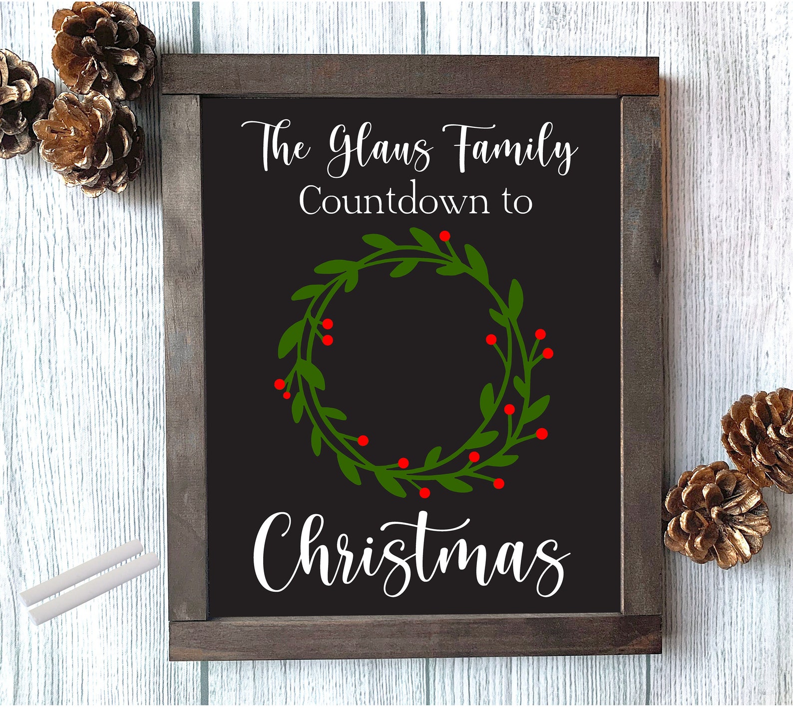 LARGE Days Until Christmas Wooden Sign, Christmas Countdown, Chalkboard ...
