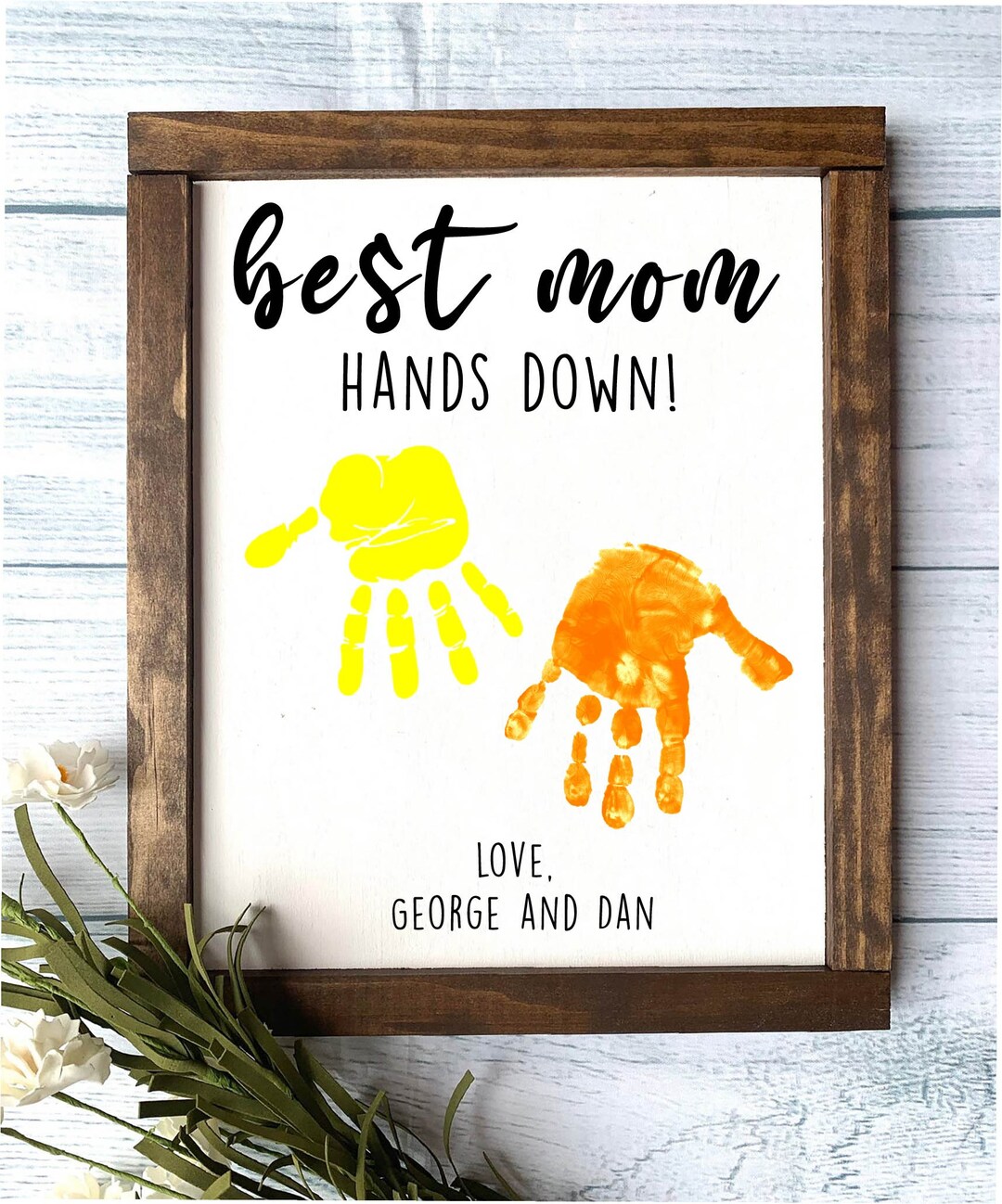 MOM - Mother's Day Gift, Mother's Day Sign, DIY Handprint Sign, Gifts ...