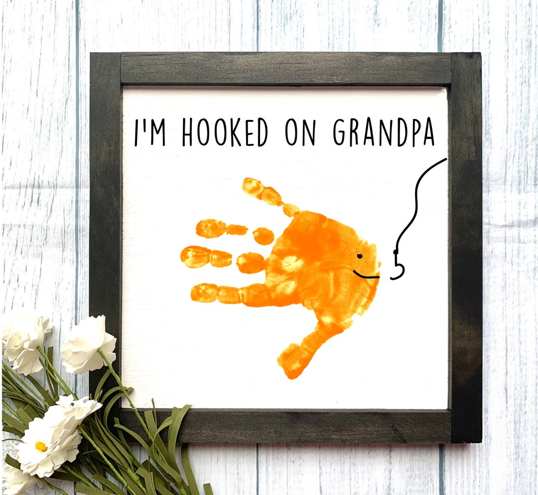 Father's Day Gift, Father's Day Wooden Sign, Hooked on Grandpa Sign ...