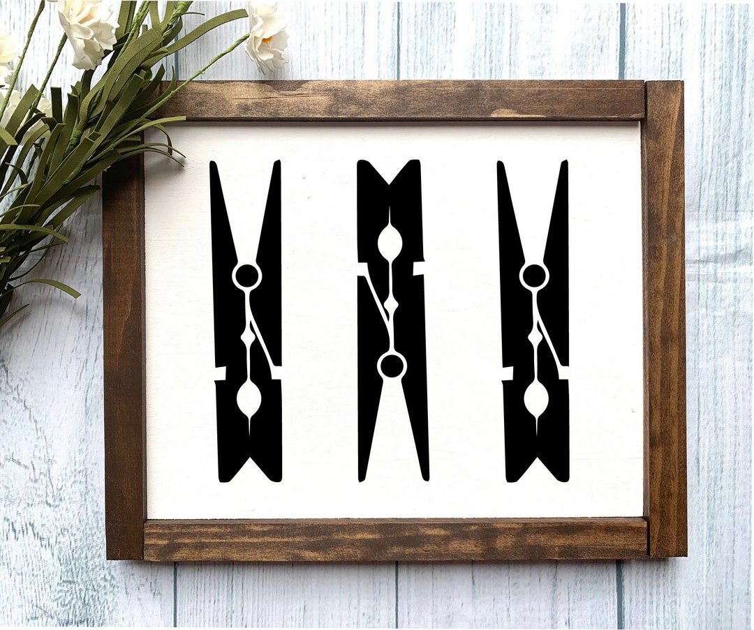 Clothespin Laundry Farmhouse Wooden Sign, Laundry Room Decor, Laundry ...