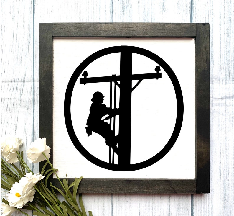 Lineman Silhouette Wooden Sign Lineman Decor Lineman Sign | Etsy
