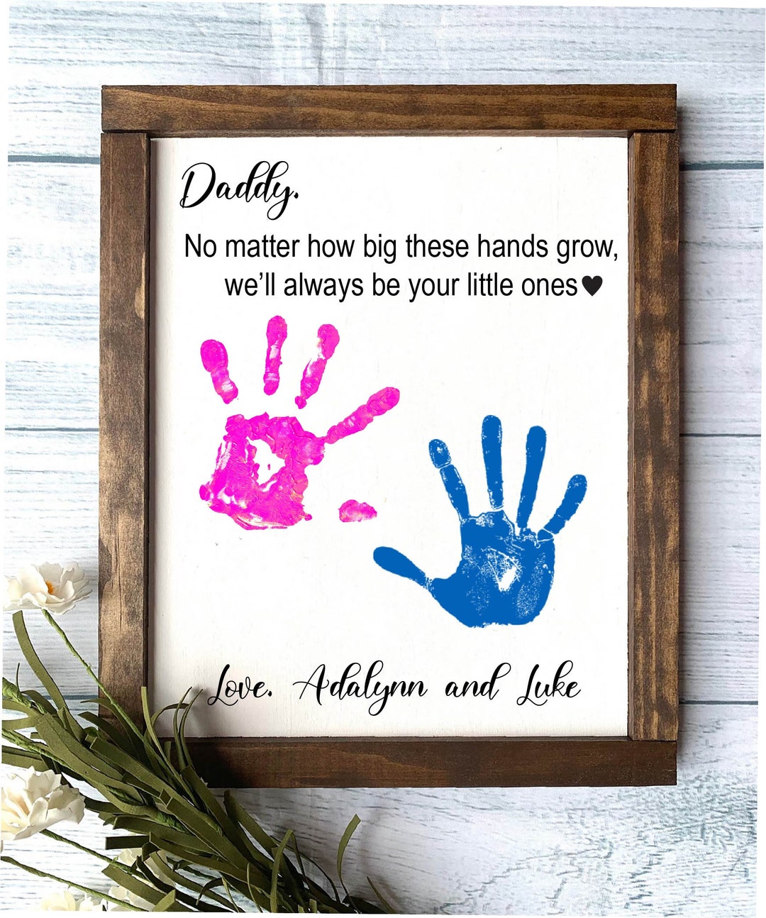 DAD - Father's Day Gift, Father's Day Wooden Sign, DIY Handprint Sign ...