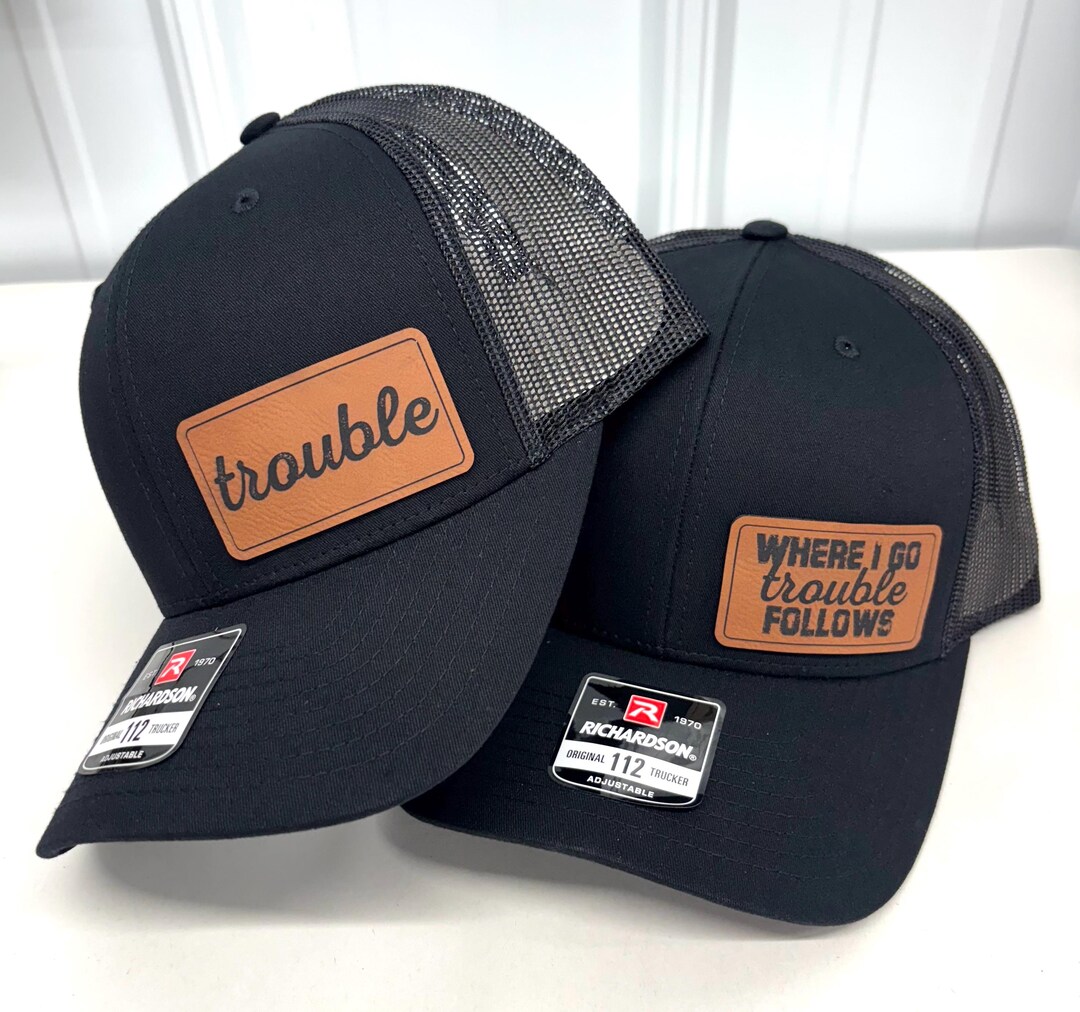 Trouble Set of Hats, Richardson 112 Trucker Hat, Funny Hat, Gift for ...
