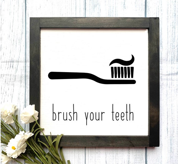Brush Your Teeth Wooden Sign Bathroom Sign Wooden Sign | Etsy