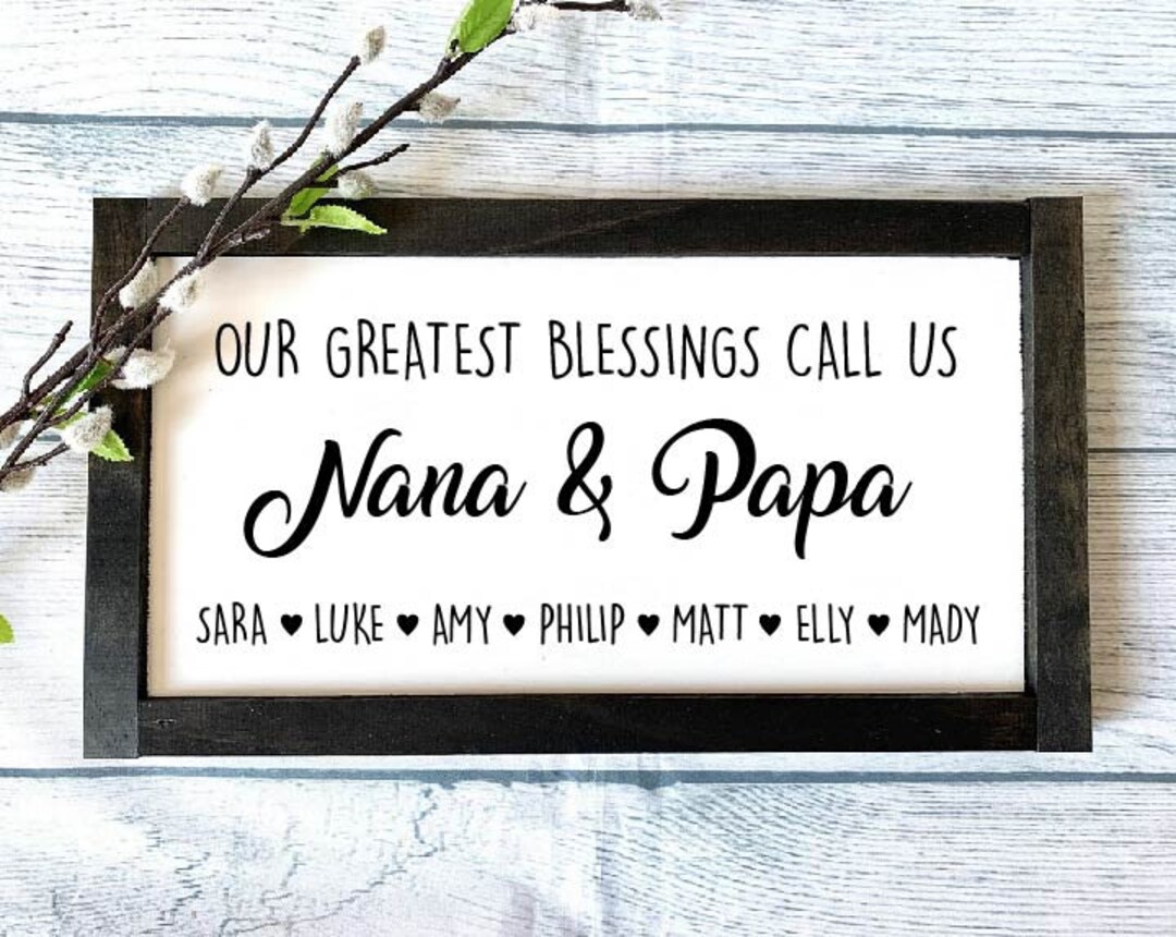 Custom Nana & Papa Sign, Christmas Gift, Grandparents Wooden Sign ...