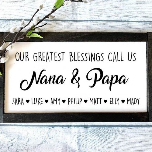 Custom Nana & Papa Sign Christmas Gift Grandparents Wooden | Etsy