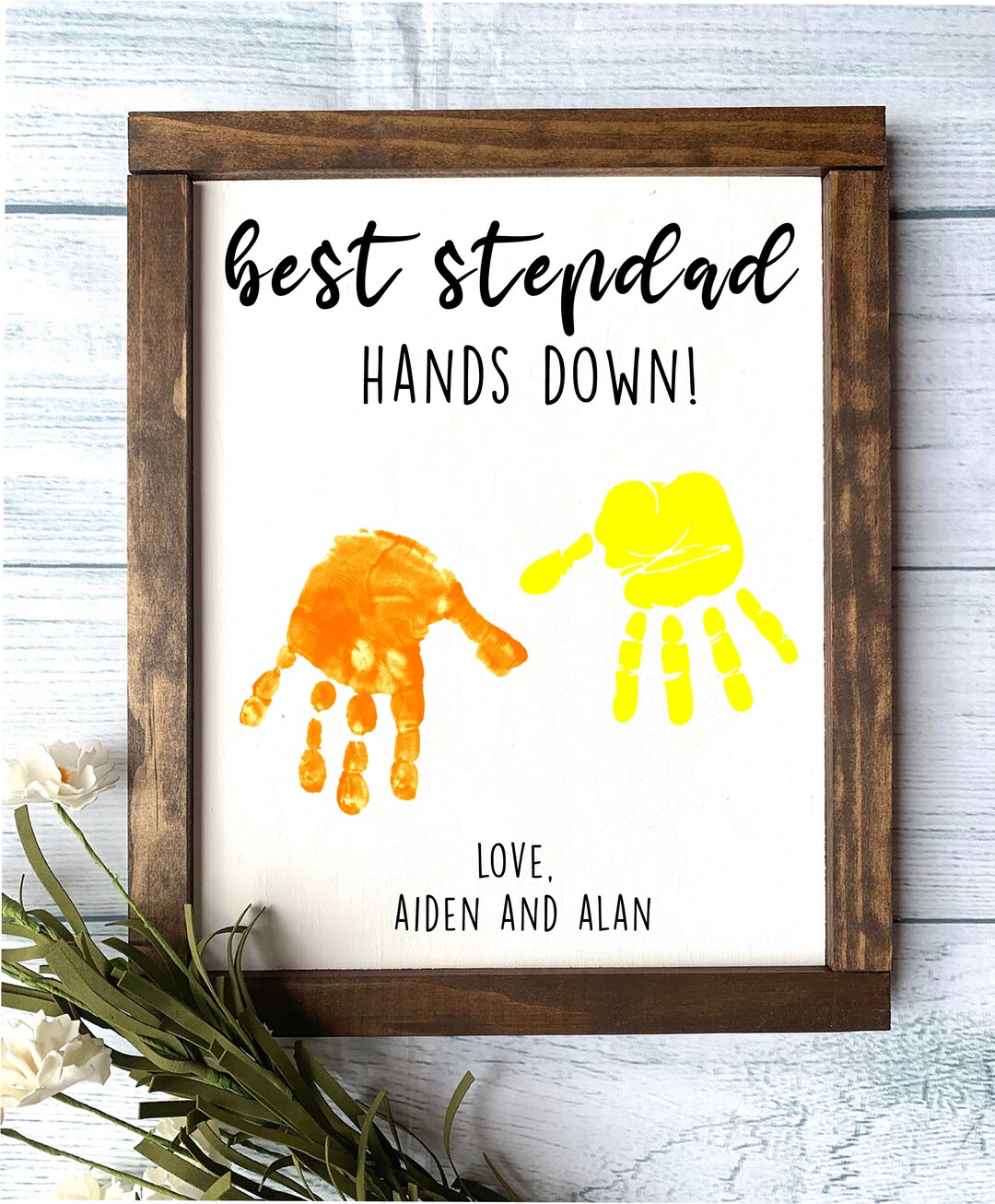 STEP-DAD - Father's Day Gift, Father's Day Wooden Sign, DIY Handprint ...