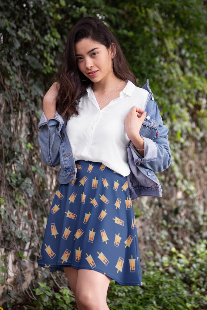 Boba Skater Skirt boba Shirt, Bubble Tea Shirt, Bubble Tea Merch, Boba ...
